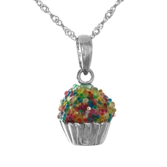 Million Charms | Jewelry | Sterling Silver Cupcake Icing Pendant With ...